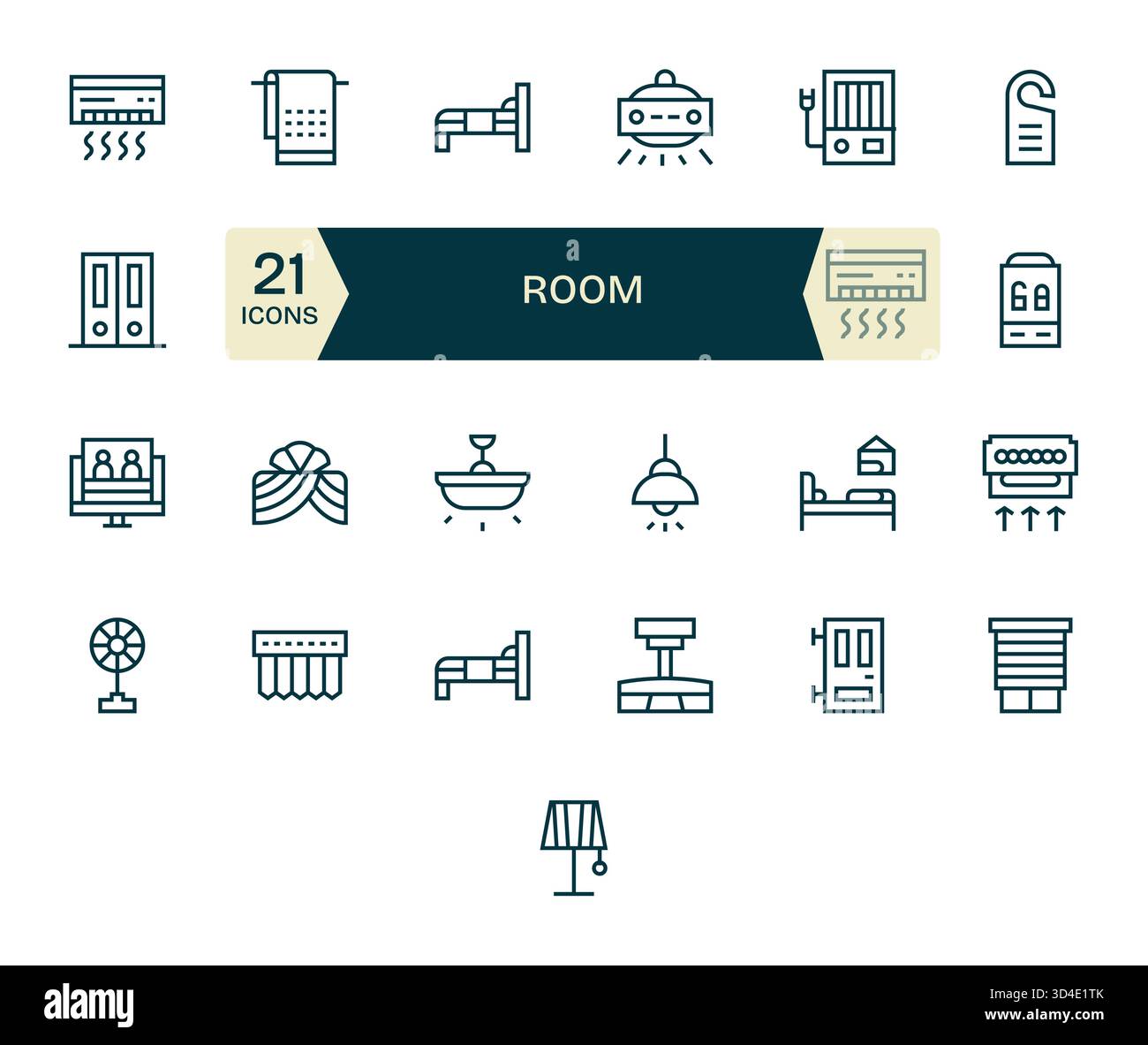 Craft fluid interfaces with 25 Regular Line icons infused with Room ...