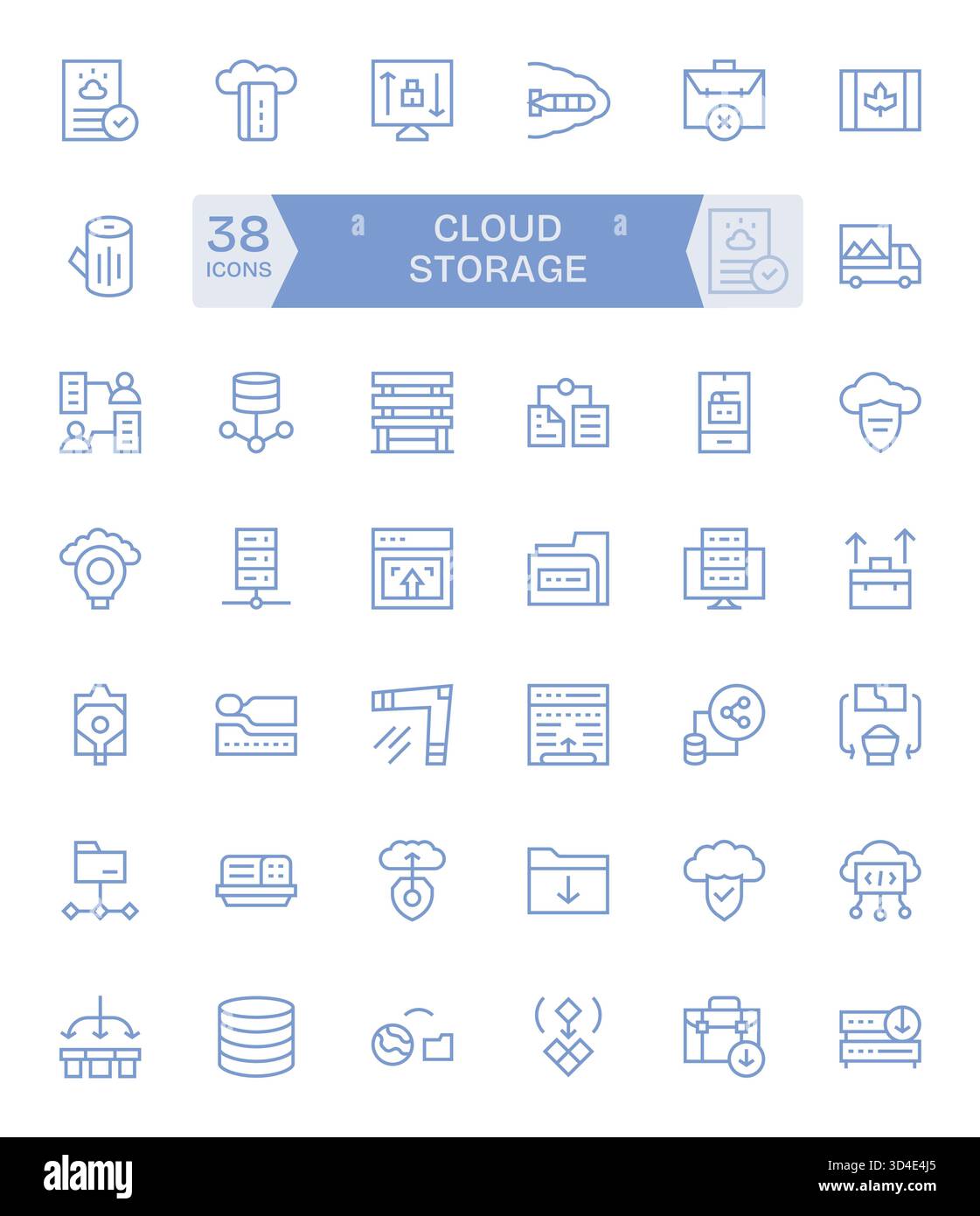 This set of 42 Regular Line icons captures Cloud Storage themes ...