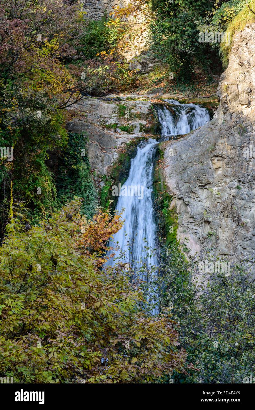 Waterfall in the National Botanical Garden in Sololaki hills in Tbilisi ...