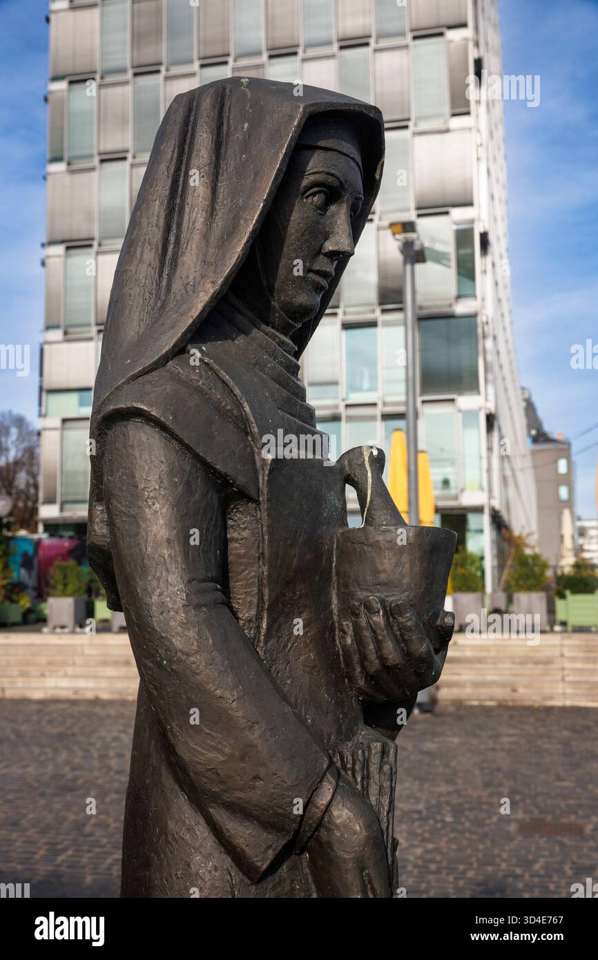 statue of nun Maria Clementine Martin in Rheinau harbour. She produced ...