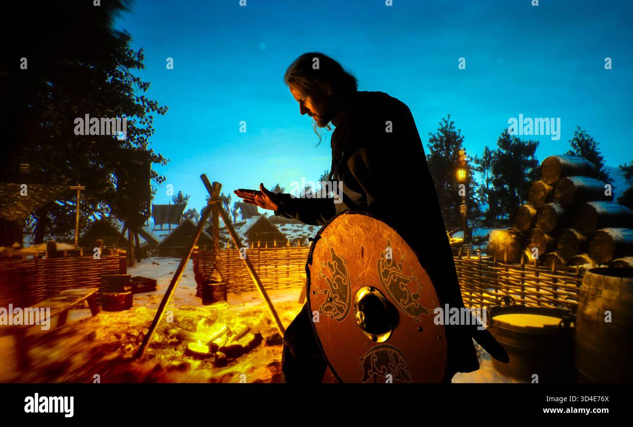 Tom Kiernan in character as Granmar next to the Time Portal that forms ...