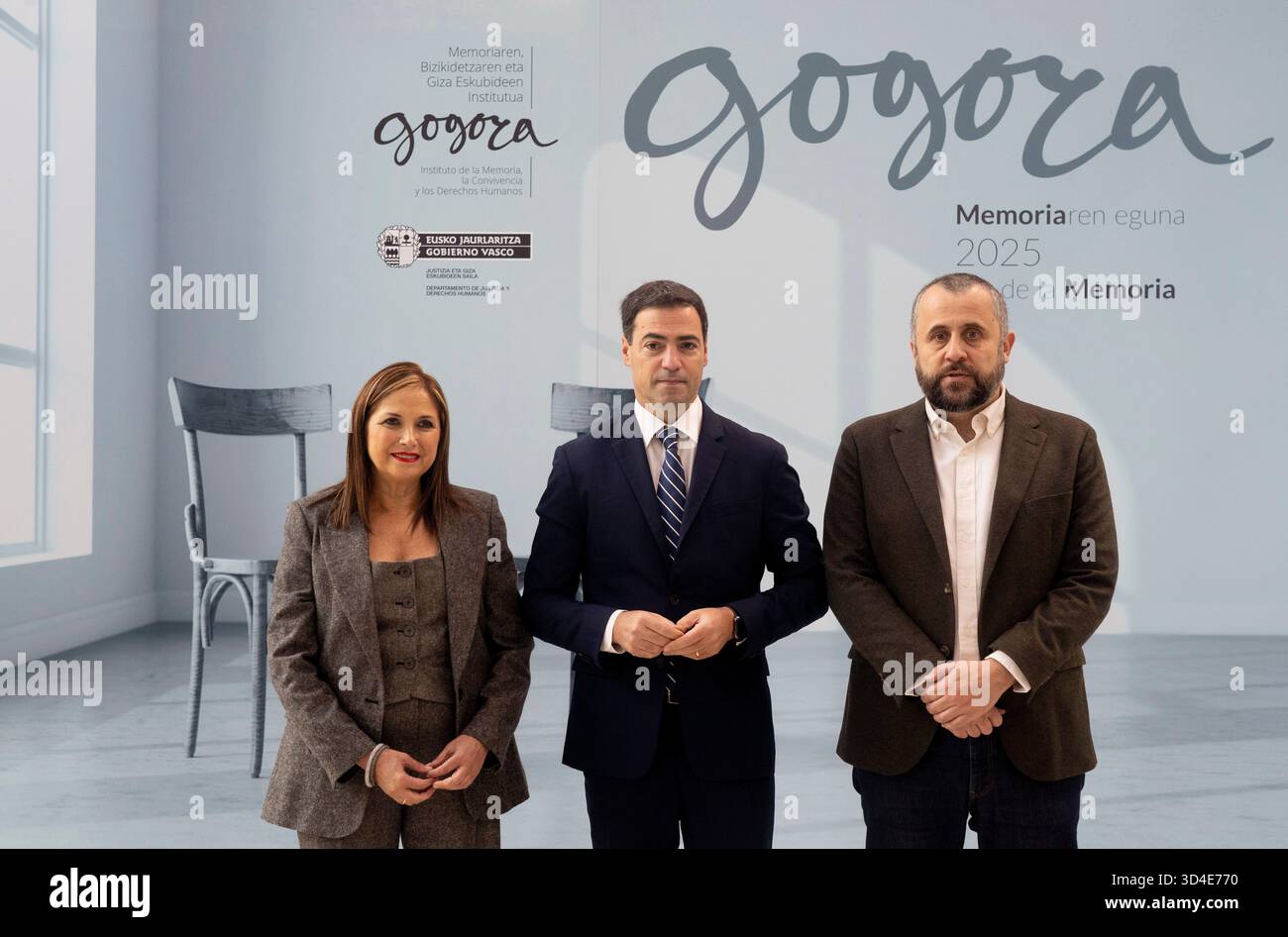 (L-R) The Councilor for Justice and Human Rights of the Basque ...