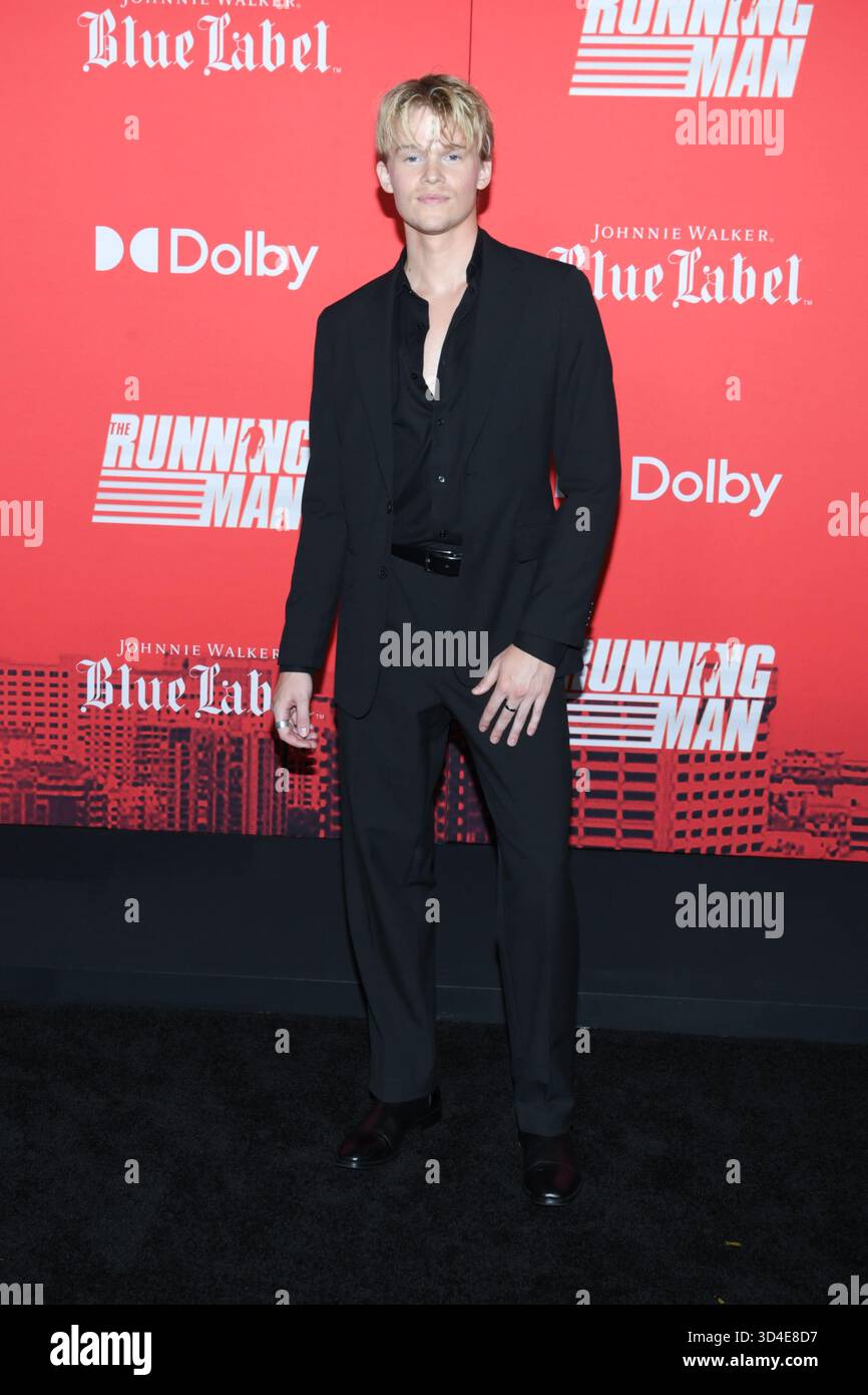 Hunter Nance attends "The Running Man" New York Premiere at AMC Lincoln ...