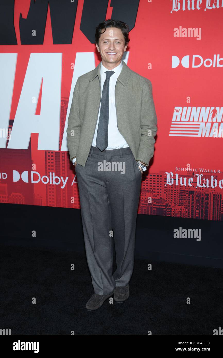 Connor Wood attends "The Running Man" New York Premiere at AMC Lincoln ...