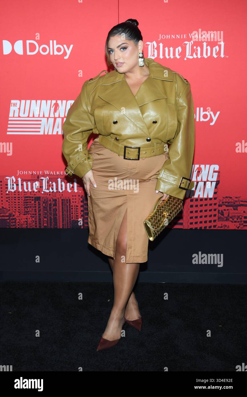 Ella Halikas attends "The Running Man" New York Premiere at AMC Lincoln ...