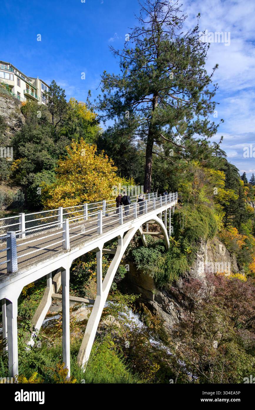 Bridge in the National Botanical Garden in Sololaki hills in Tbilisi ...