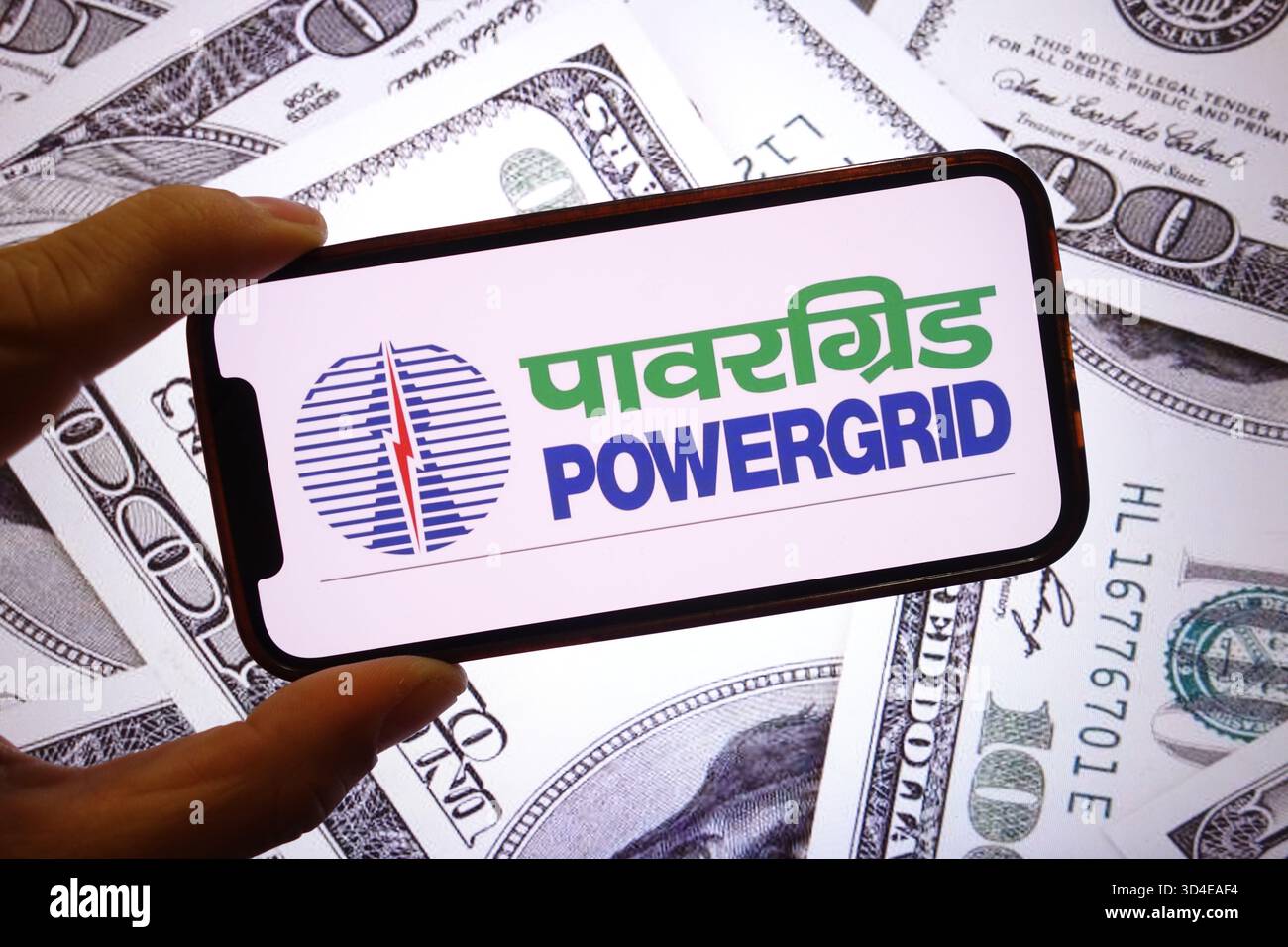 In this photo illustration, the Powergrid Corporation of India logo is ...