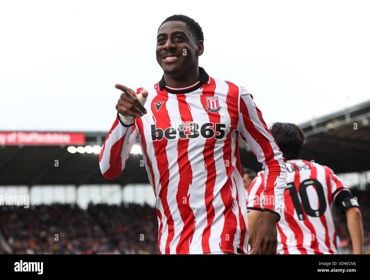 Stoke City's Divin Mubama celebrates scoring their side's first goal of ...