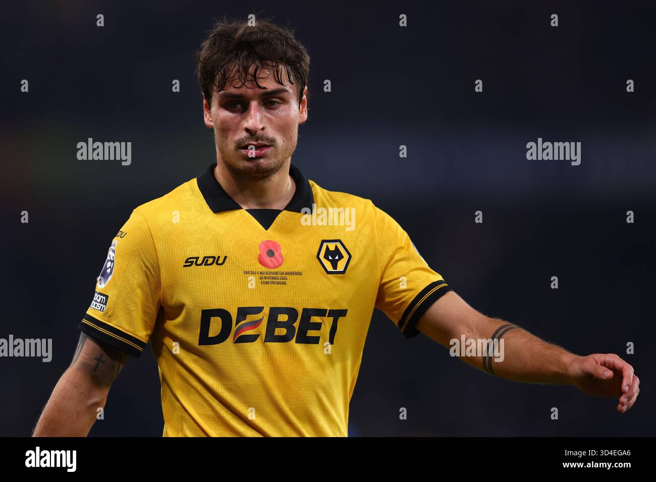 London, England, 8th November 2025. Hugo Bueno of Wolverhampton ...