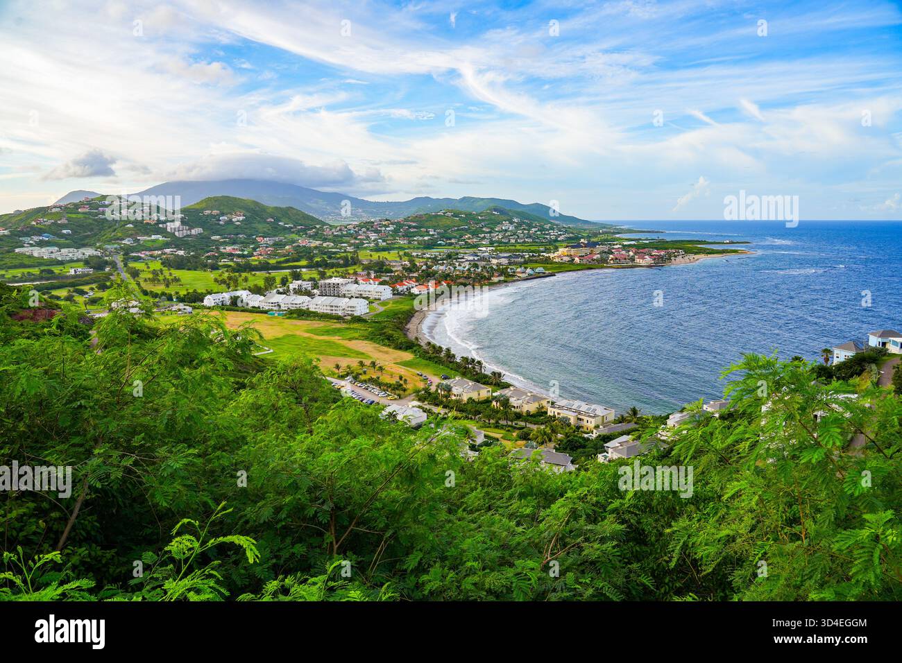 Crescent beach of Frigate Bay on St Kitts island as seen from Timothy ...