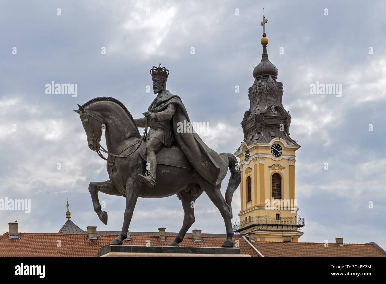 Oradea, Romania - September 24, 2025: Sculpture of Ferdinand I on his ...