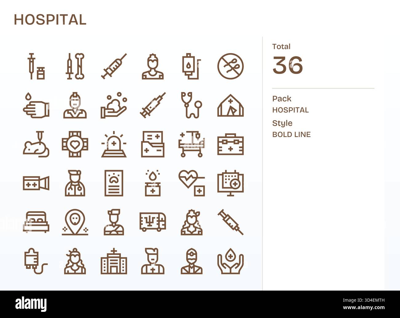Deliver clean visuals with 36 Bold Line icons that reflect Hospital ...