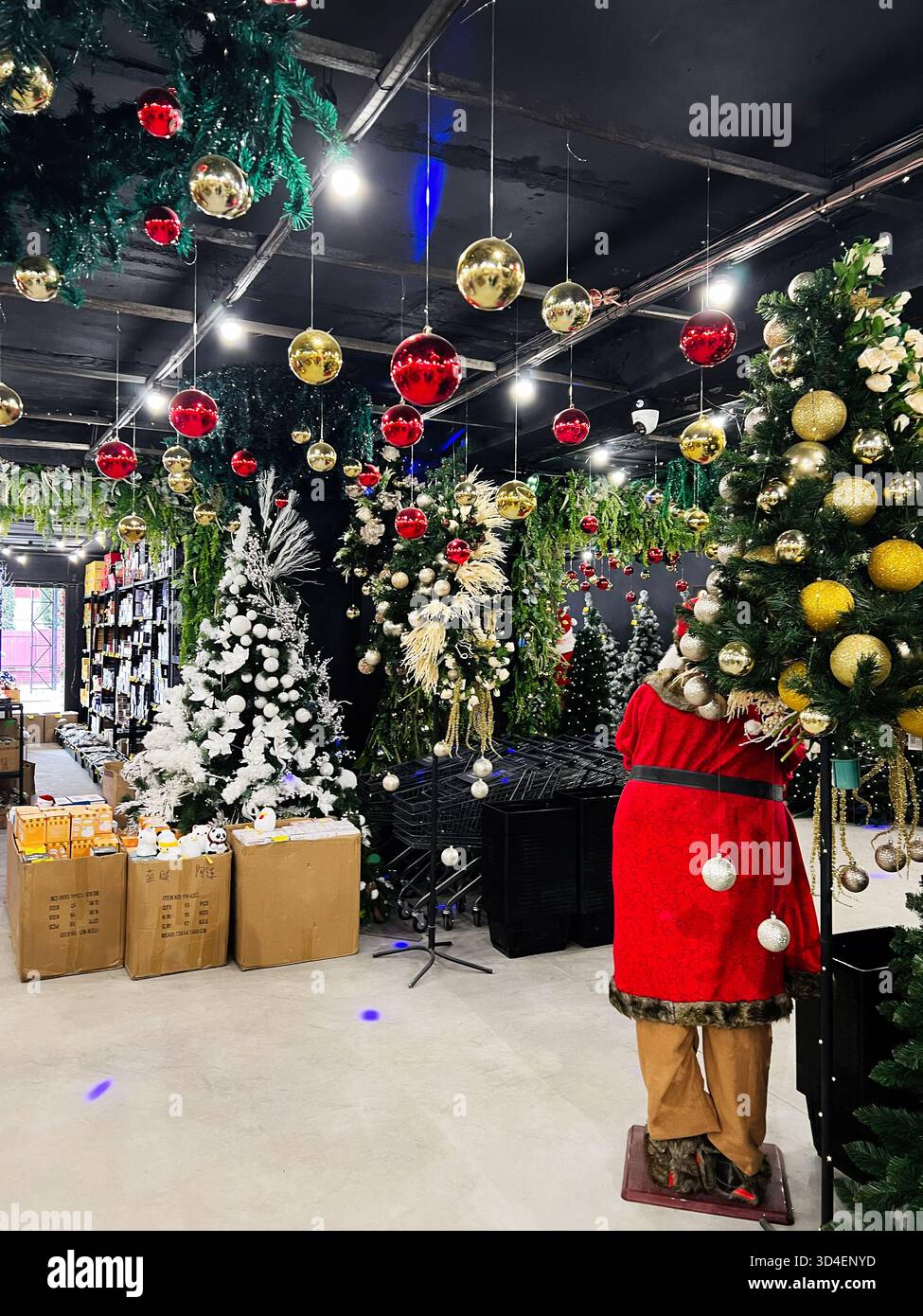 Kyiv, Ukraine - November 10, 2025: A holiday shop scene with decorated ...