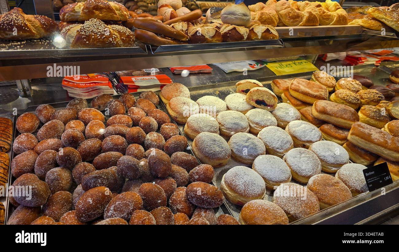 Ludwigsburg, Germany - March 2, 2025. Showcase of a bakery with ...