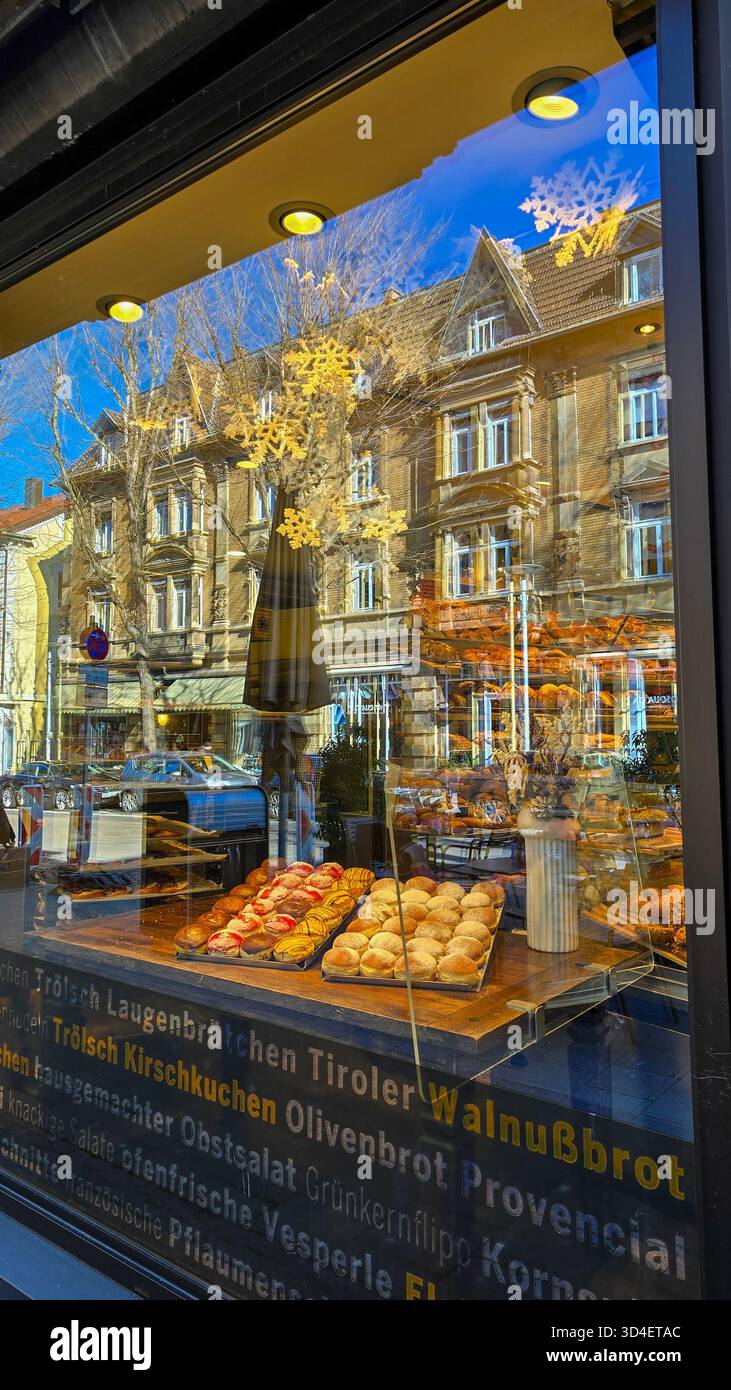 Ludwigsburg, Germany - March 2, 2025. The showcase of a bakery with ...