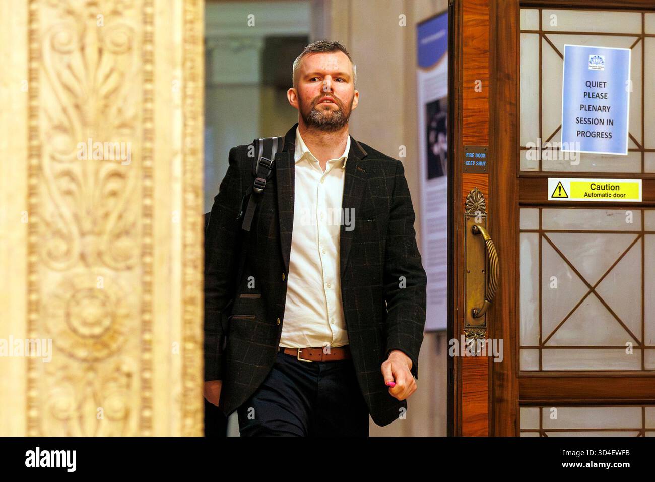 People Before Profit MLA Gerry Carroll leaves the Stormont Northern ...