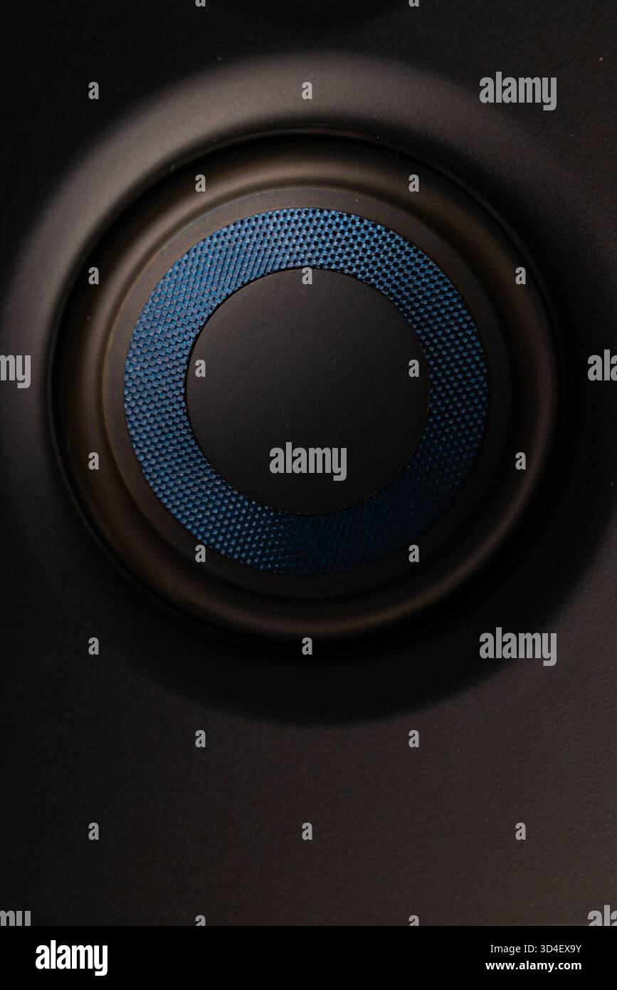 Close Up Audio Speaker or Woofer Cone with Blue Mesh Detail Stock Photo ...