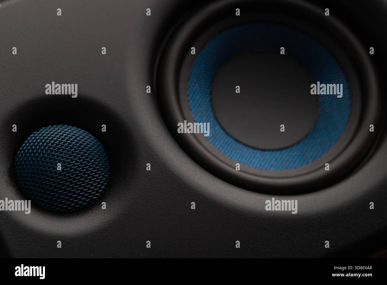 Close Up Audio Speaker or Woofer Cone with Blue Mesh Detail Stock Photo ...