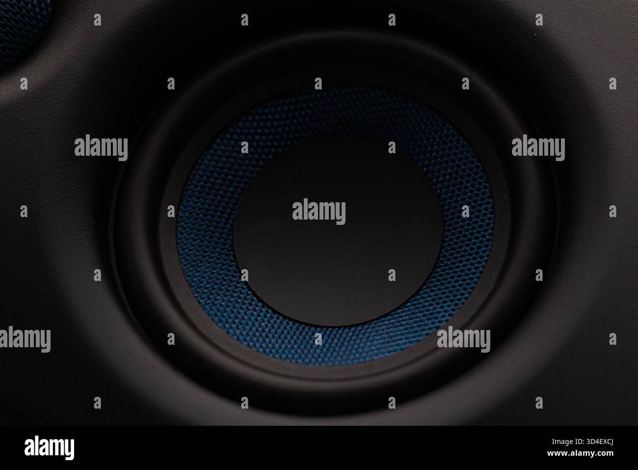 Close Up Audio Speaker or Woofer Cone with Blue Mesh Detail Stock Photo ...