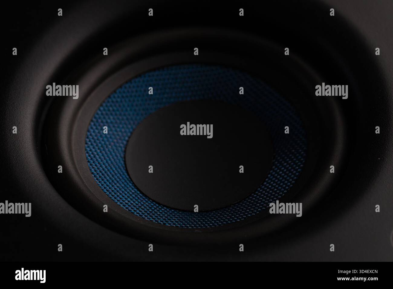 Close Up Audio Speaker or Woofer Cone with Blue Mesh Detail Stock Photo ...