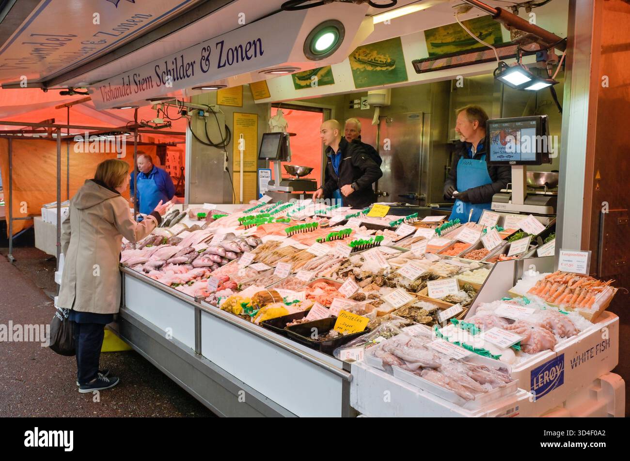 Fisch, Stand auf dem Albert Cuyp Market, Albert Cuypstraat, Altstadt ...