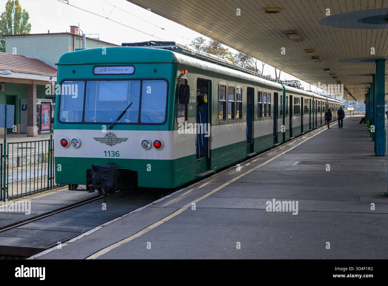 A historic, cold war era train on the H5 line at Szentendre railway ...