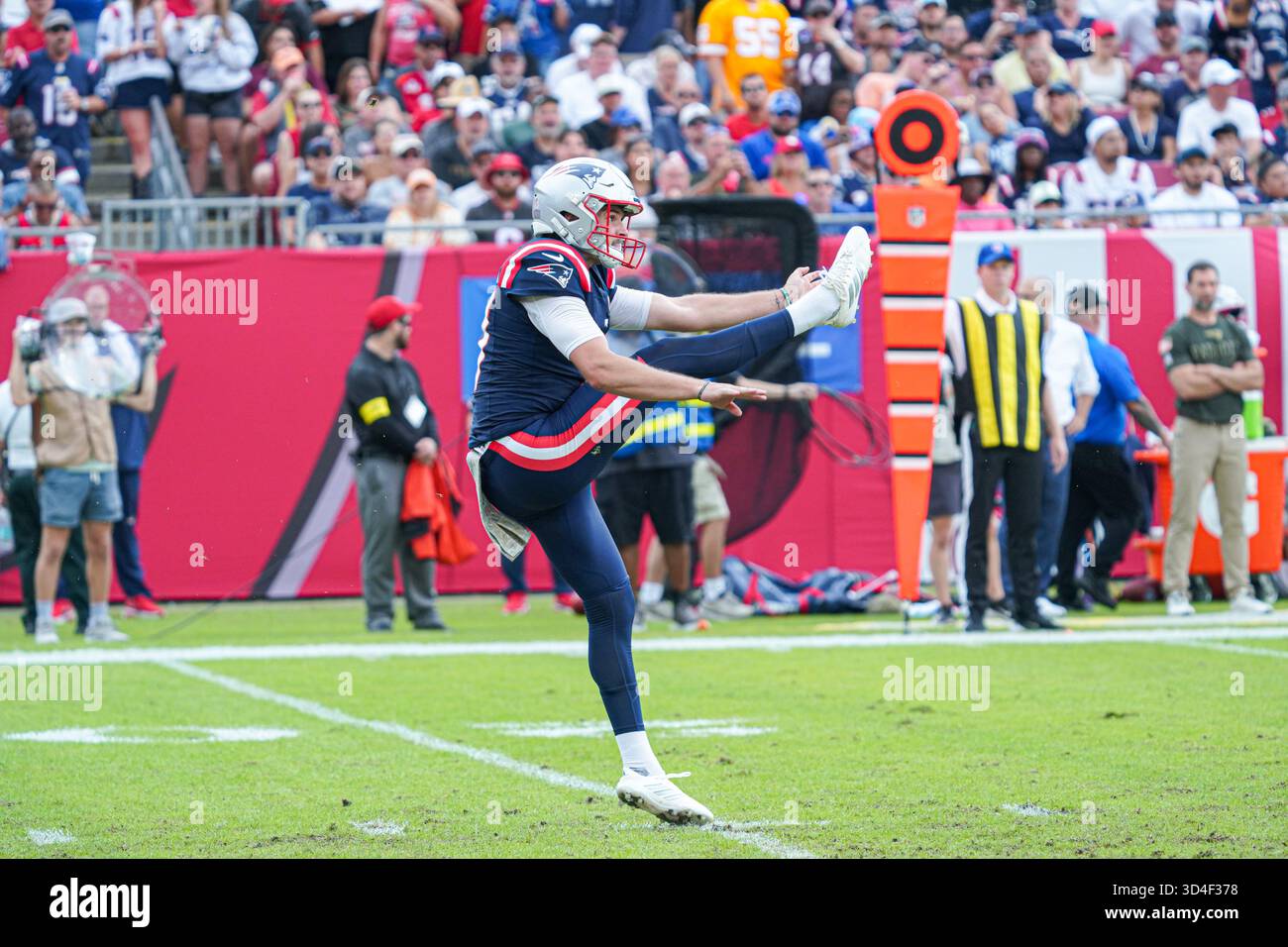 Tampa Bay, Florida, USA, November 9, 2025, New England Patriots punter ...