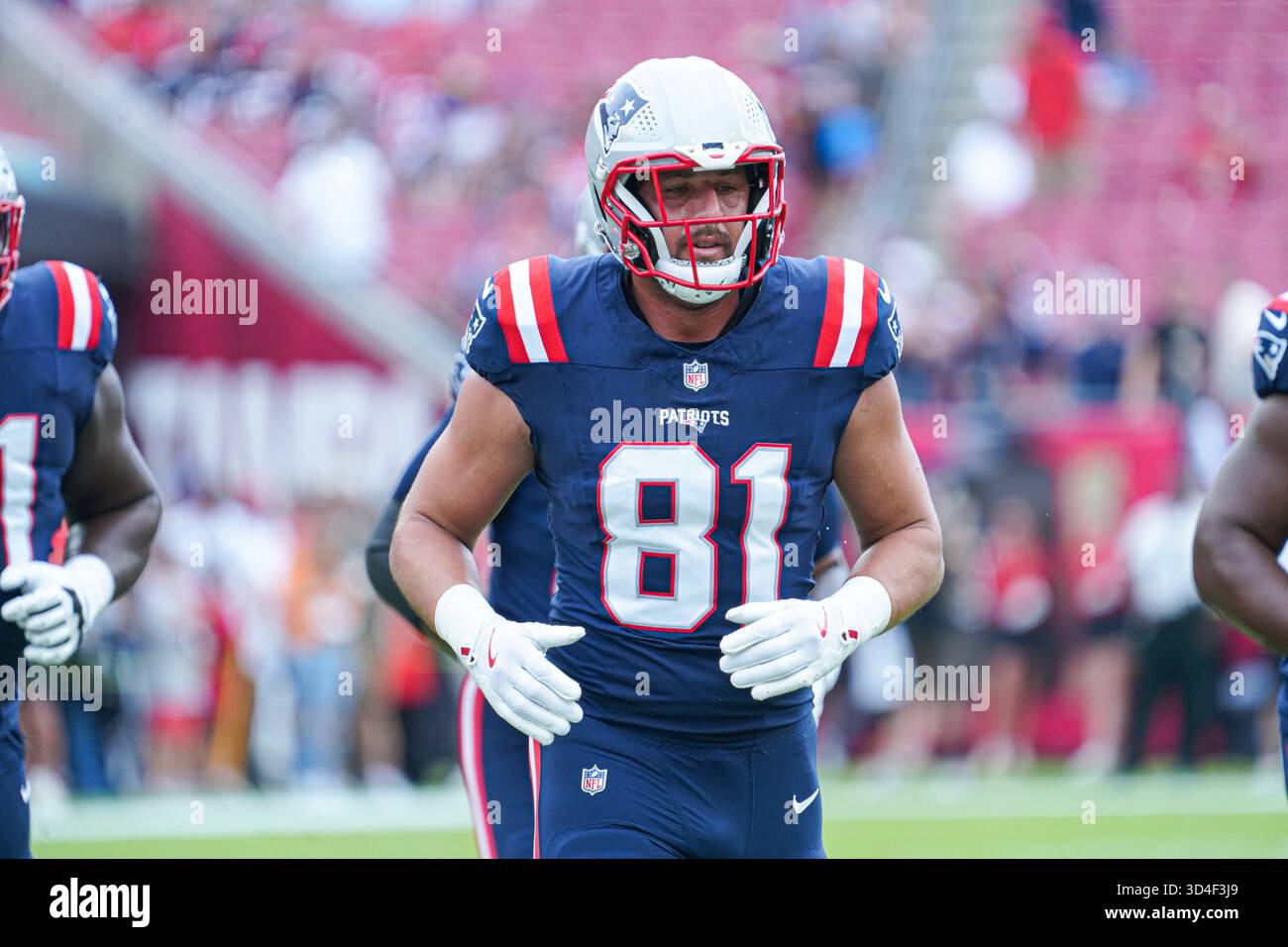 Tampa Bay, Florida, USA, November 9, 2025, New England Patriots tight ...