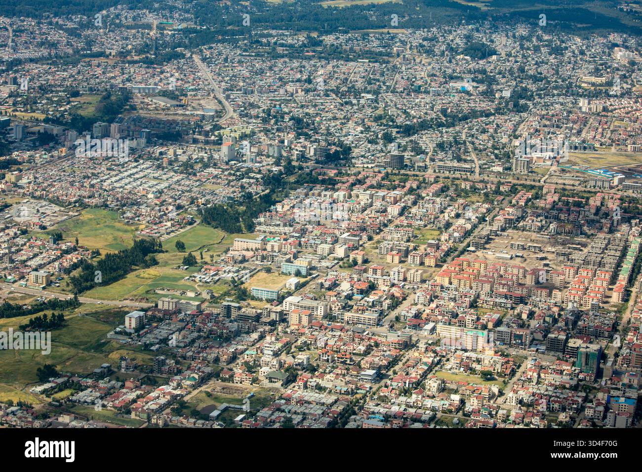 High aerial view of Addis Ababa, capital city of Ethiopia, Africa Stock ...