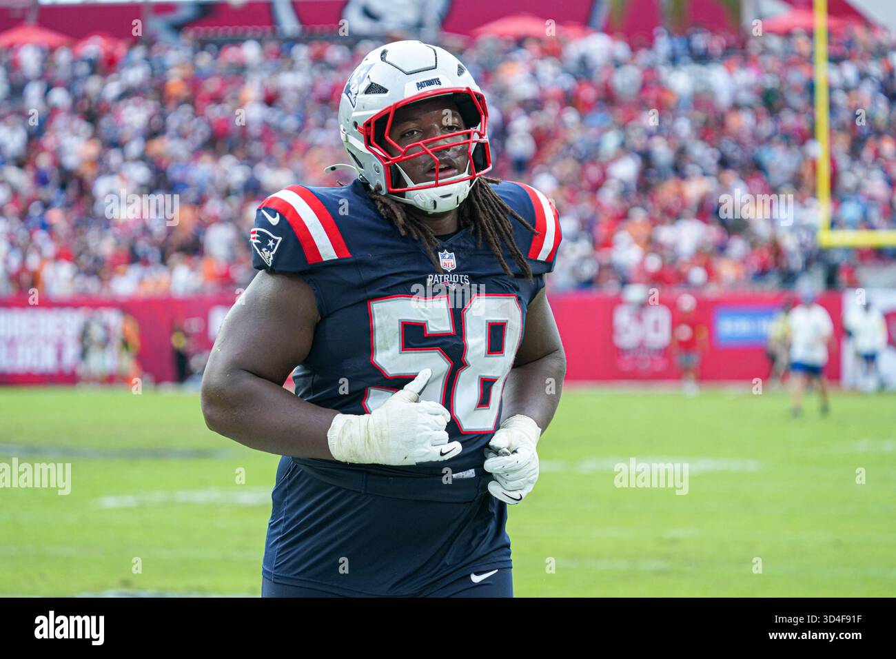 Tampa Bay, Florida, USA, November 9, 2025, New England Patriots player ...