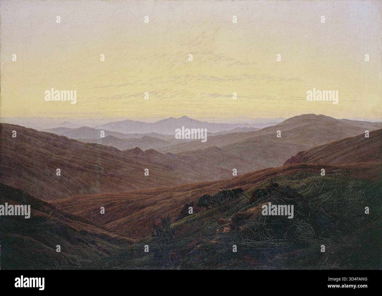 The Riesengebirge by Caspar David Friedrich (c. 1818–1820) depicts the ...