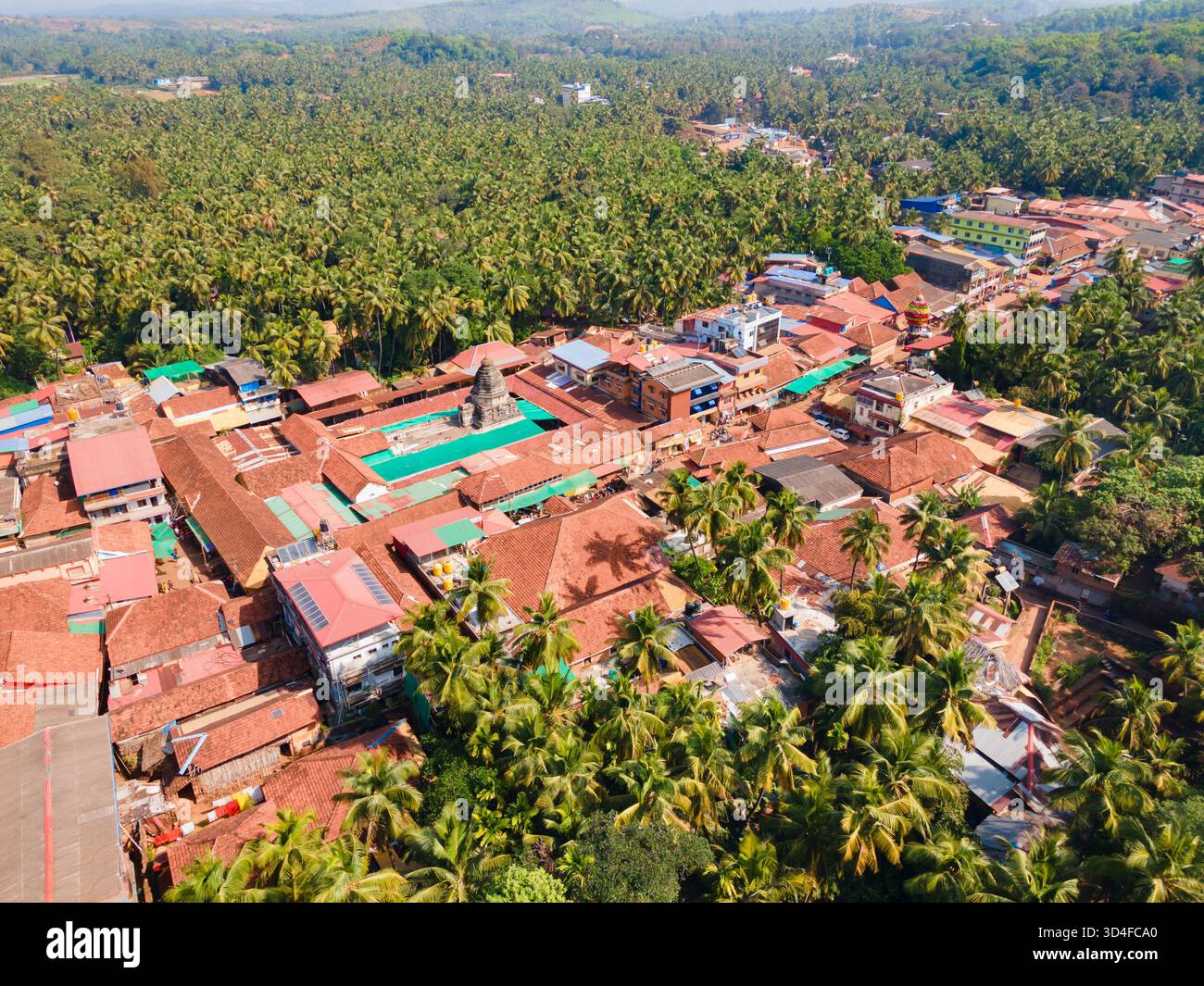 Gokarna town aerial panoramic view. Gokarna Beach is a major tourist ...