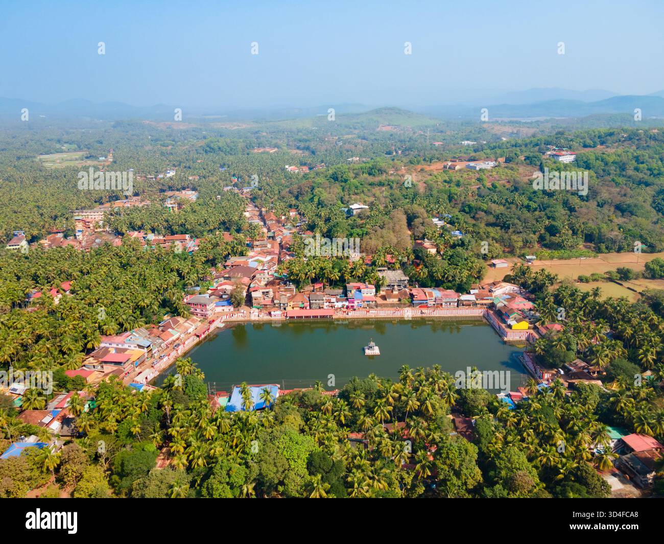 Kotitheertha or Koti Tirtha temple pond aerial panoramic view in ...
