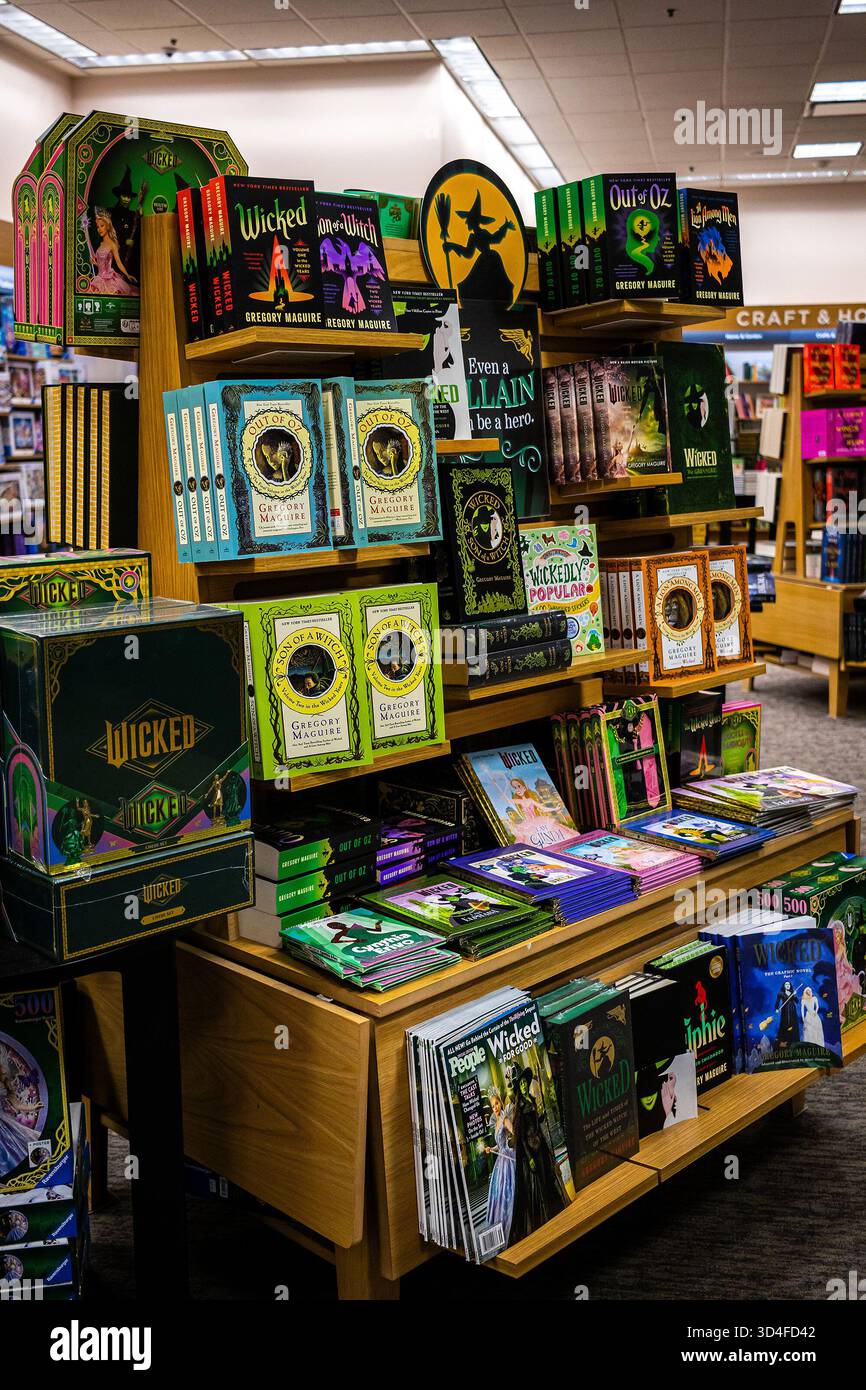 In-store display of "Wicked" books and merchandise, promoting the movie ...