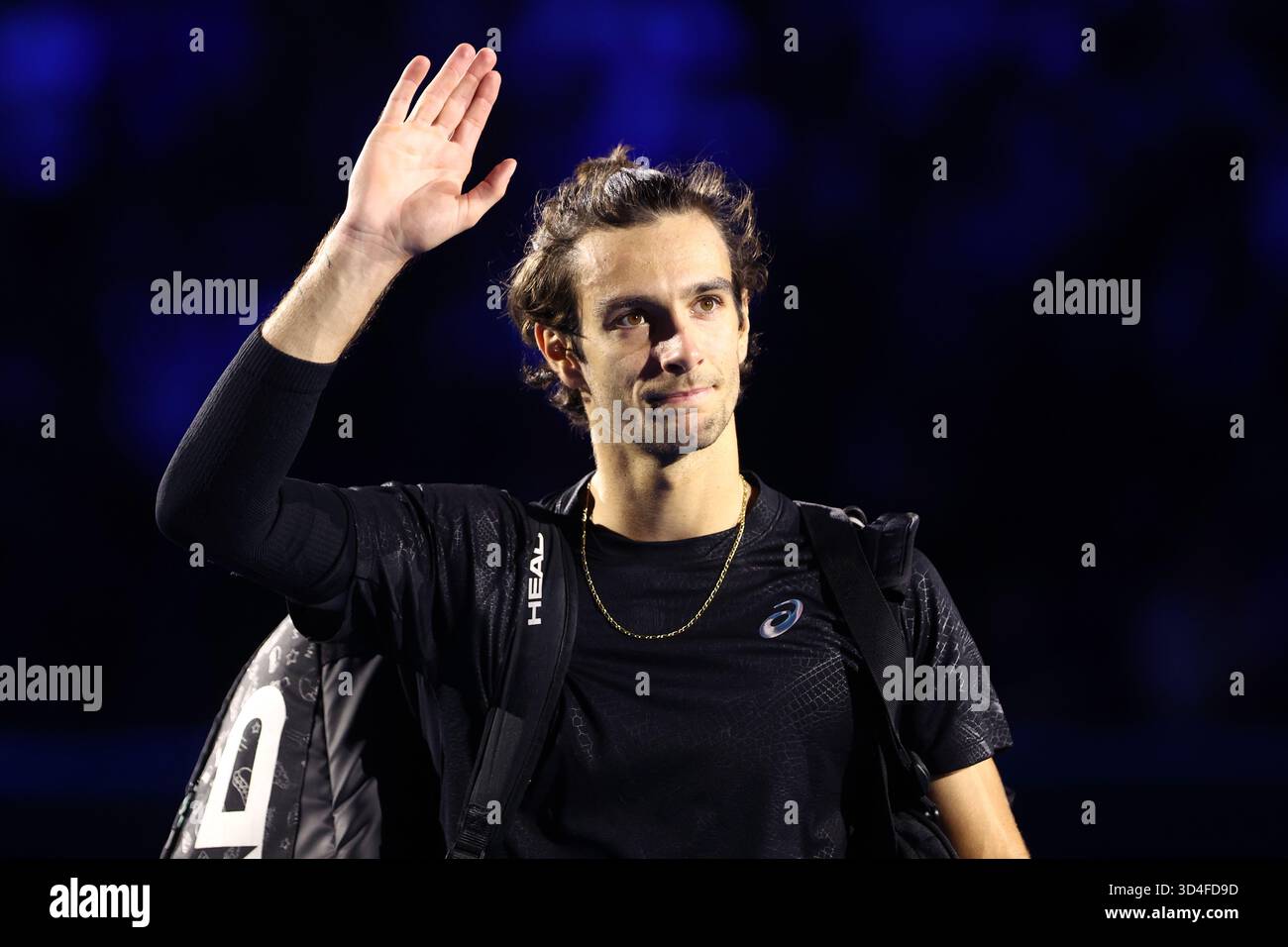 Lorenzo Musetti of Italy greets the fans at the end of the Round Robin ...