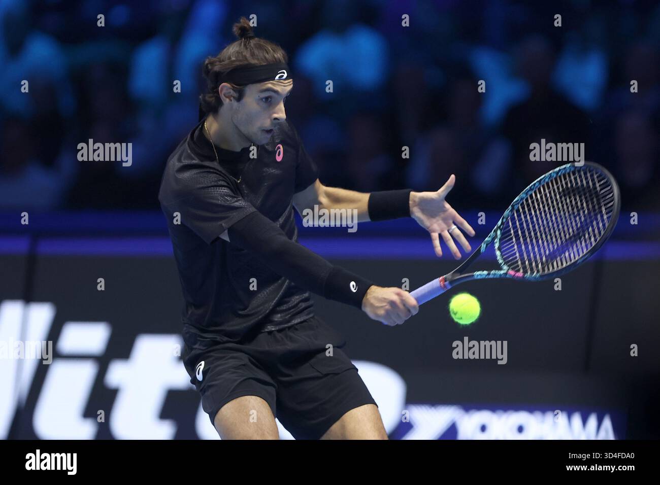 Lorenzo Musetti of Italy in action during the Round Robin singles match ...
