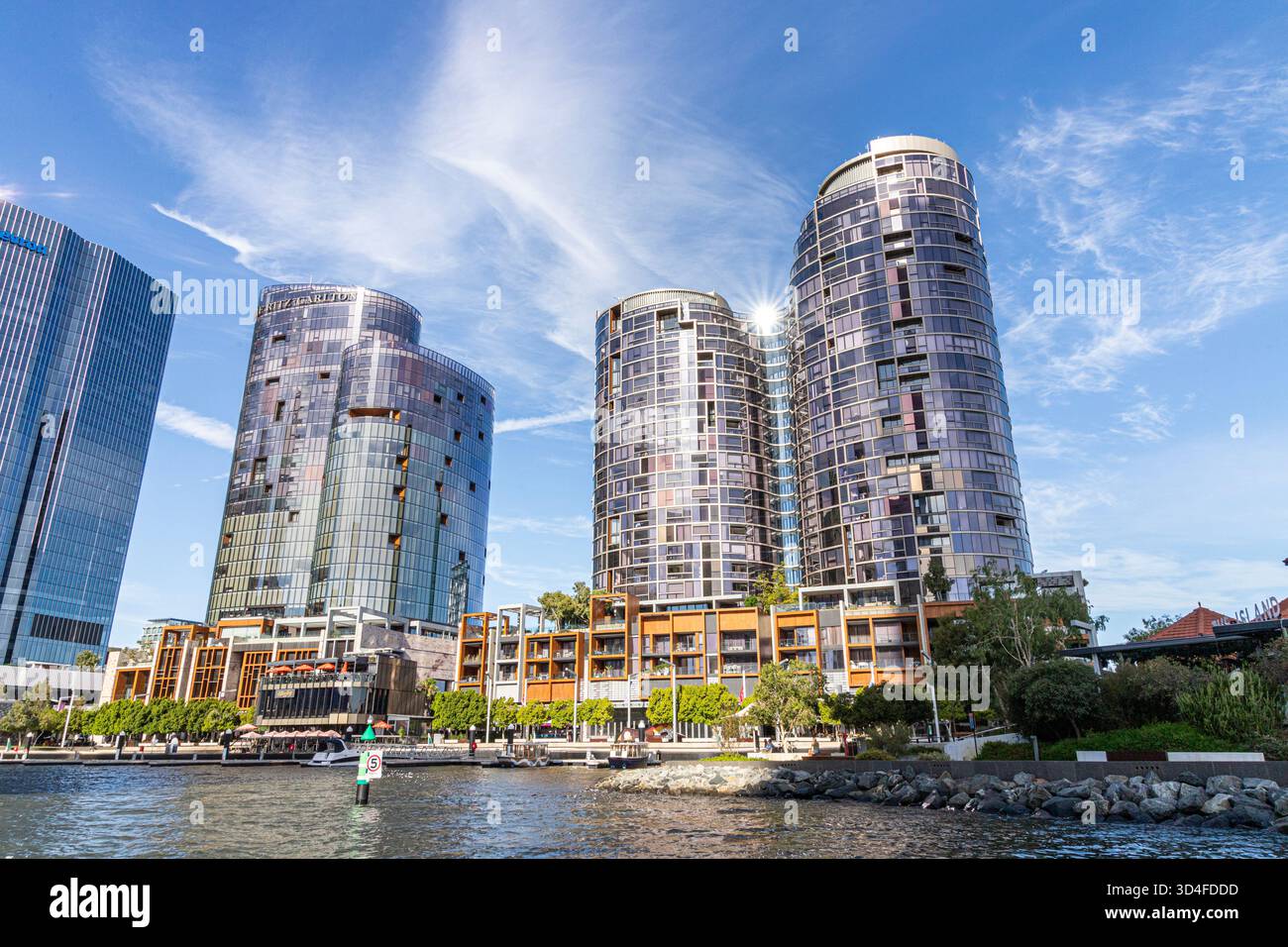 The Ritz Carlton and high rise buildings at Elizabeth Quay in the city ...