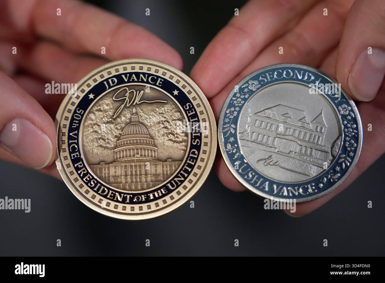 The challenge coins for Vice President J.D. Vance and second lady Usha ...