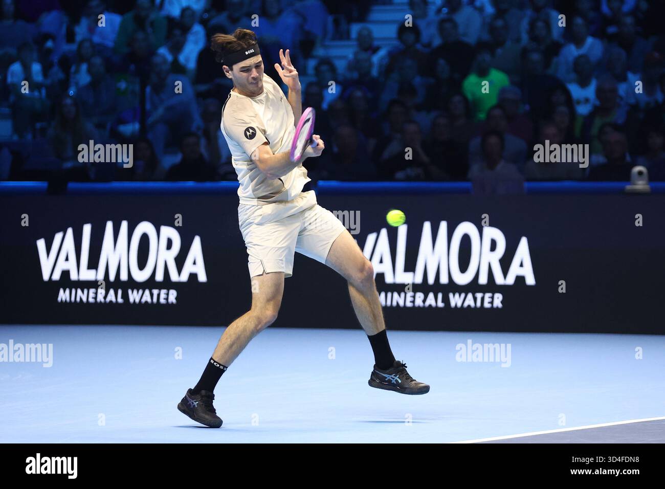 Taylor Fritz of USA in action during the Round Robin singles match ...