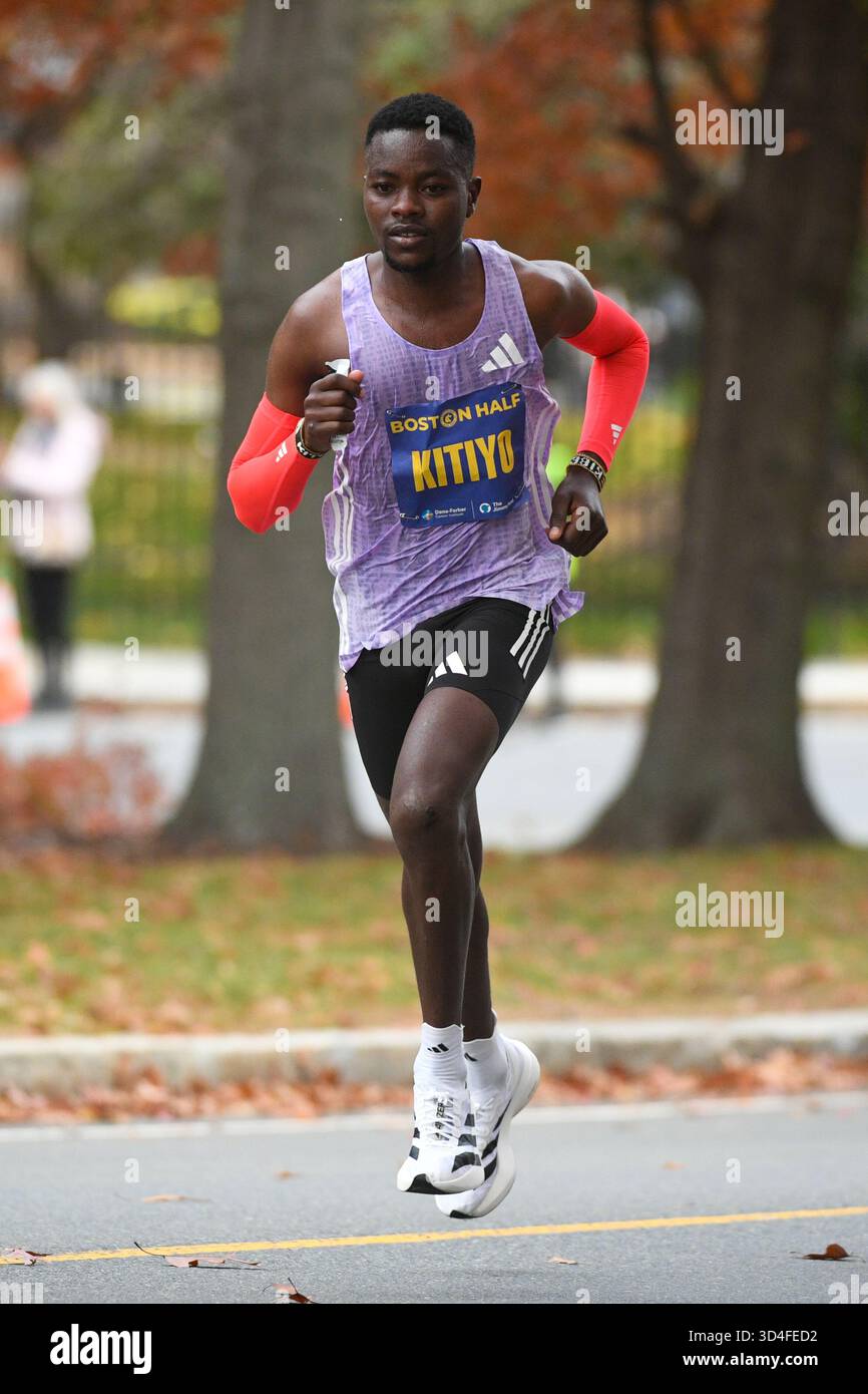 BOSTON, MA - NOVEMBER 09: Dennis Kitiyo of Kenya competes in the Boston ...