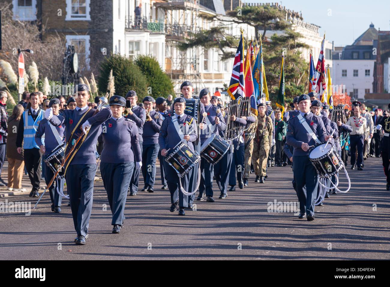 Remembrance Sunday parade on Clifftown Parade, Southend on Sea, Essex ...