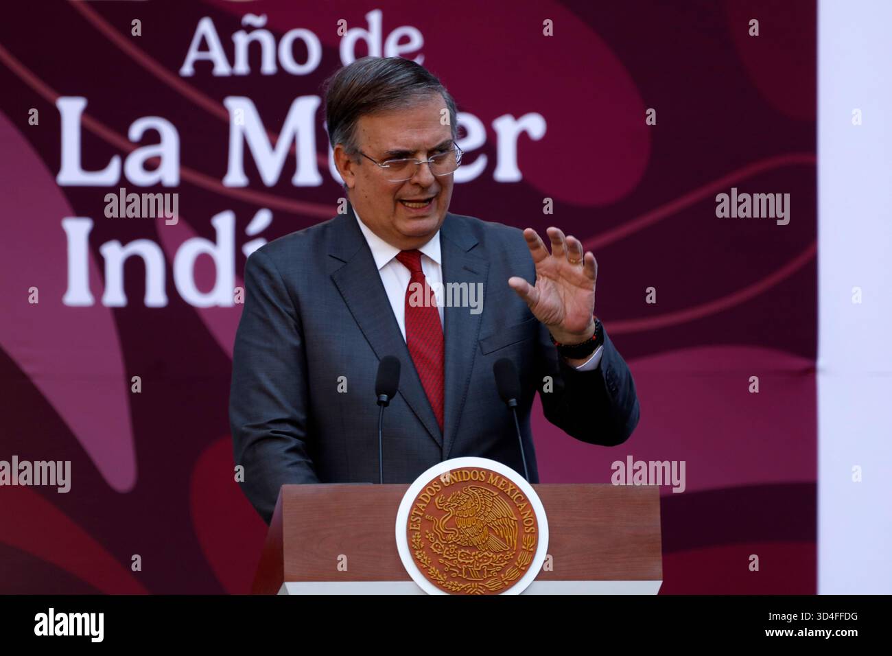Mexico's Economic Minister, Marcelo Ebrard Casaubon speaks during the ...