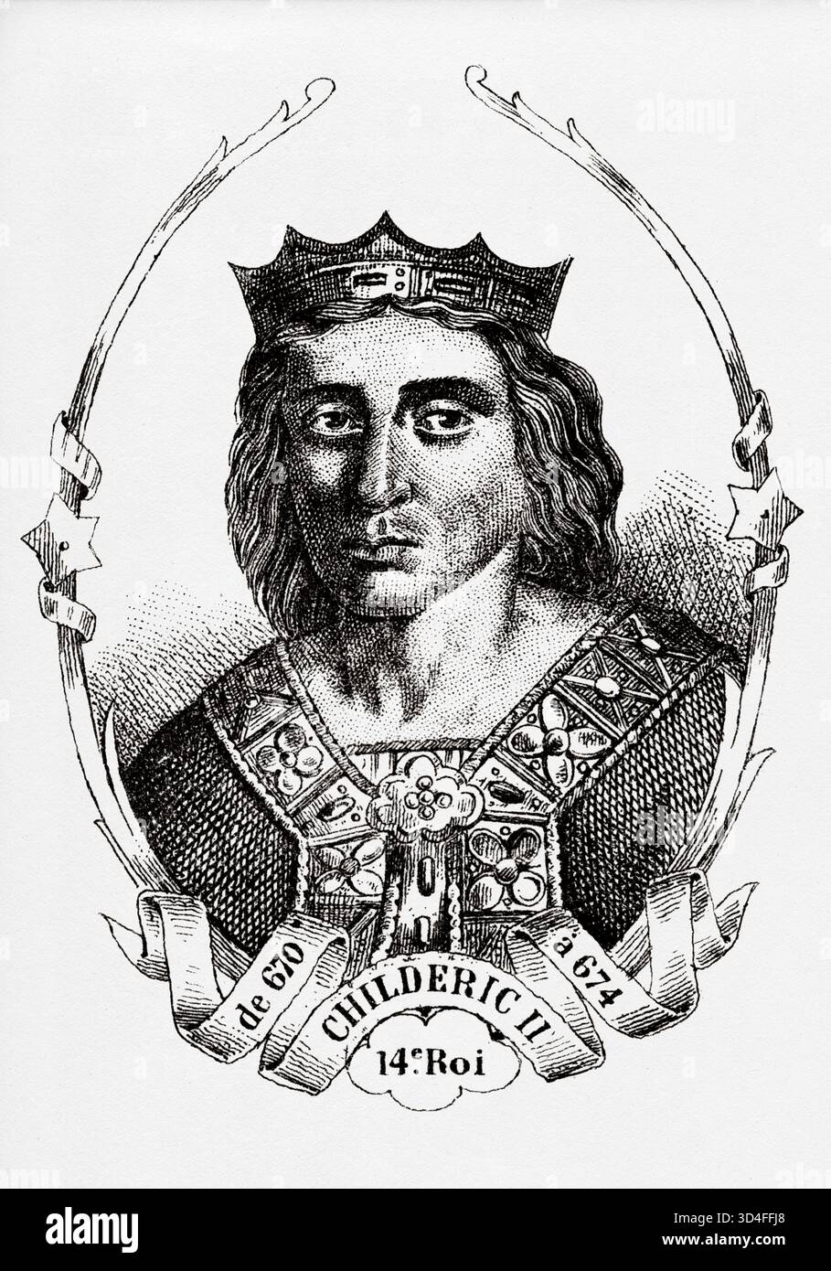 Portrait of Childeric II (655-675) King of the Franks. Ancient ...