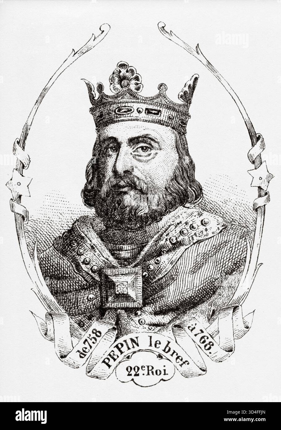 Portrait of Pepin the Short (714-768) King of the Franks. Ancient ...