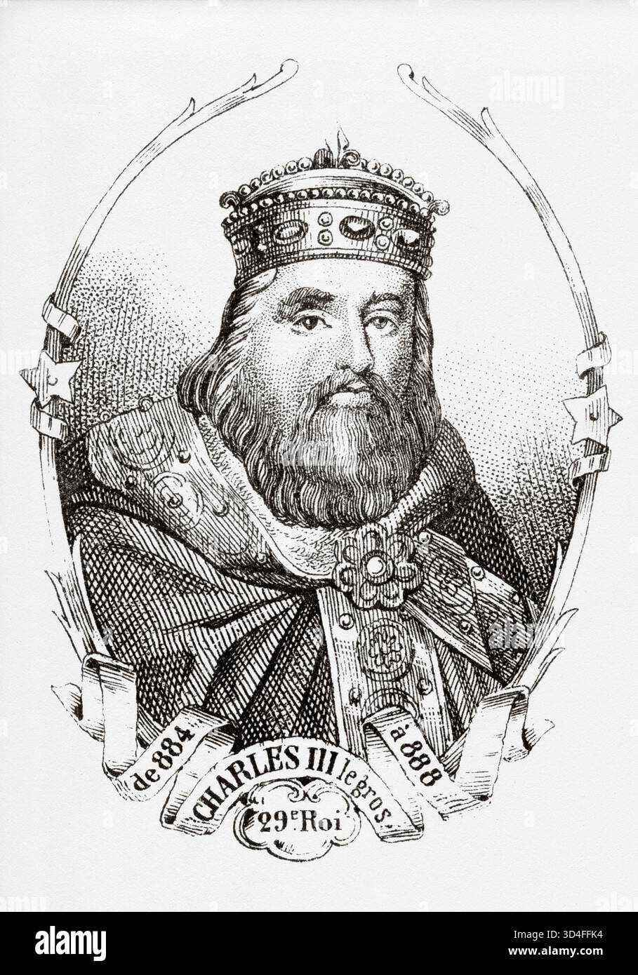 Portrait of Charles III the Fat (839-888) King of the Franks. Ancient ...