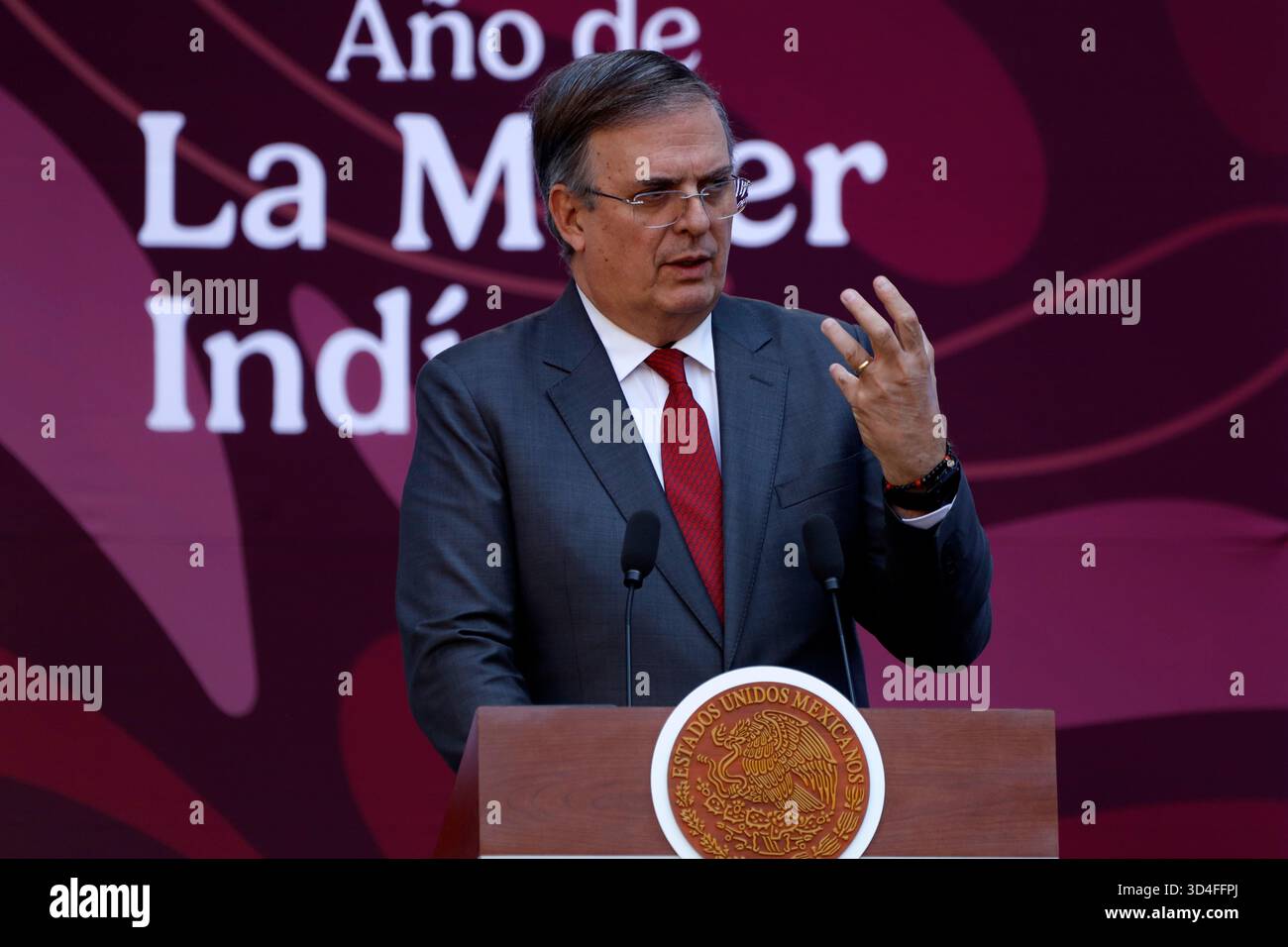 Mexico's Economic Minister, Marcelo Ebrard Casaubon speaks during the ...