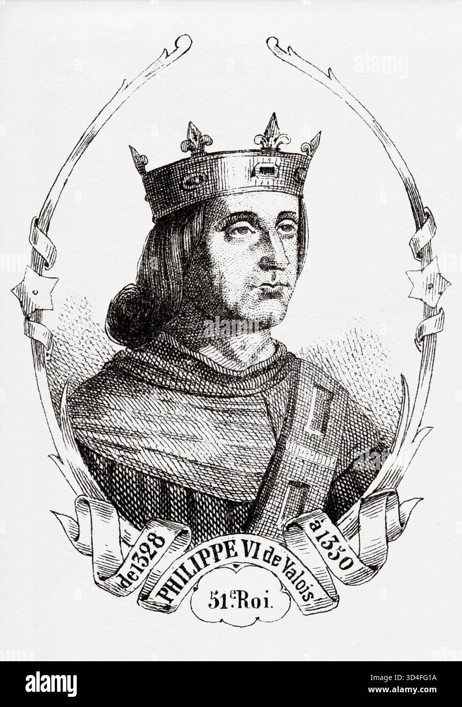 Portrait of Philip VI the Fortunate (1293-1350) King of France. Ancient ...