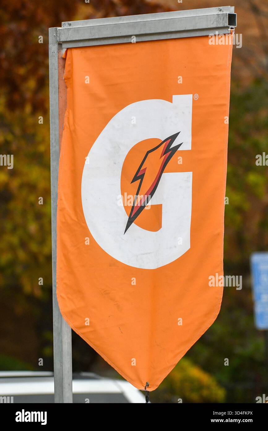 BOSTON, MA - NOVEMBER 09: A general view of the Gatorade logo on a sign ...