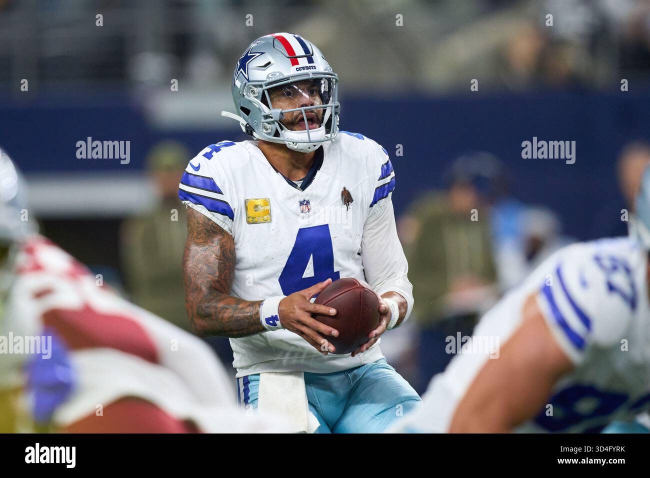 Dallas Cowboys quarterback Dak Prescott (4) runs a play during an NFL ...