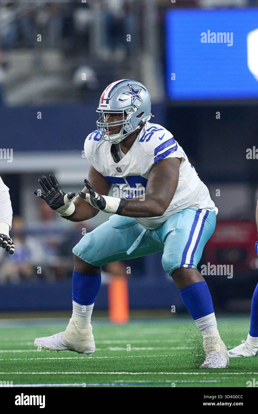 Dallas Cowboys guard Tyler Booker (52) blocks during an NFL football ...